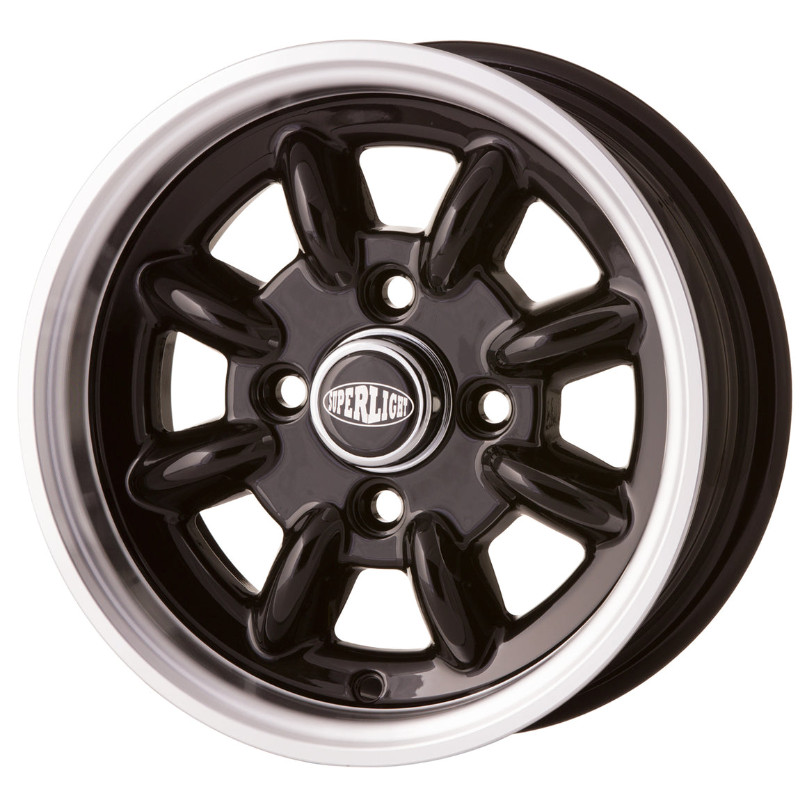 JBW 12x5 Superlight 4x101.6 - ET14 Mini Wheel black with polished lip ...