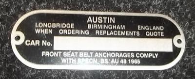 Austin Chassis Plate Mini MK1/2 – Palmside NZ