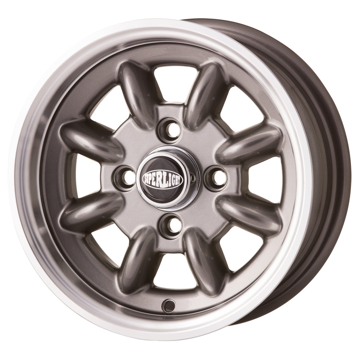 JBW 12x5 Superlight 4x101.6 - ET14 Mini Wheel gunmetal with polished l ...